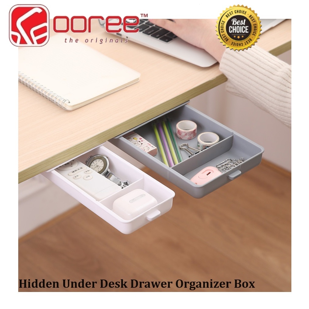 UNDER TABLE HIDDEN DRAWER HOLDER DESK ORGANIZER BOX STORAGE DRAWER BOX ...