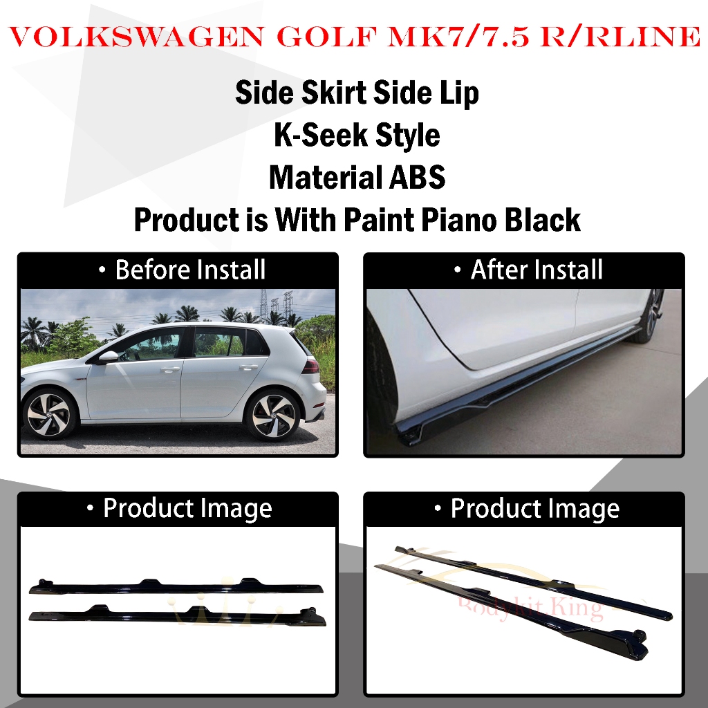 VOLKSWAGEN GOLF MK7 MK7.5 GTI TSI GTD R RLINE K-STEEK STYLE SIDE SKIRT ...
