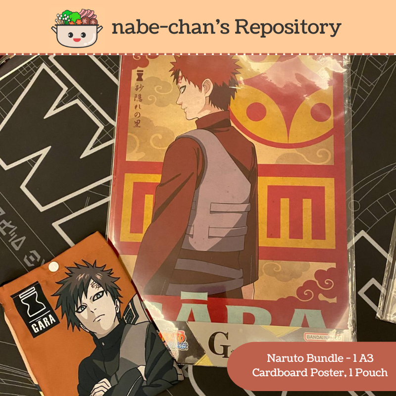 [CLEAR STOCK] Naruto Bundle - 1 A3 Cardboard Poster, 1 Pouch (Gaara ...