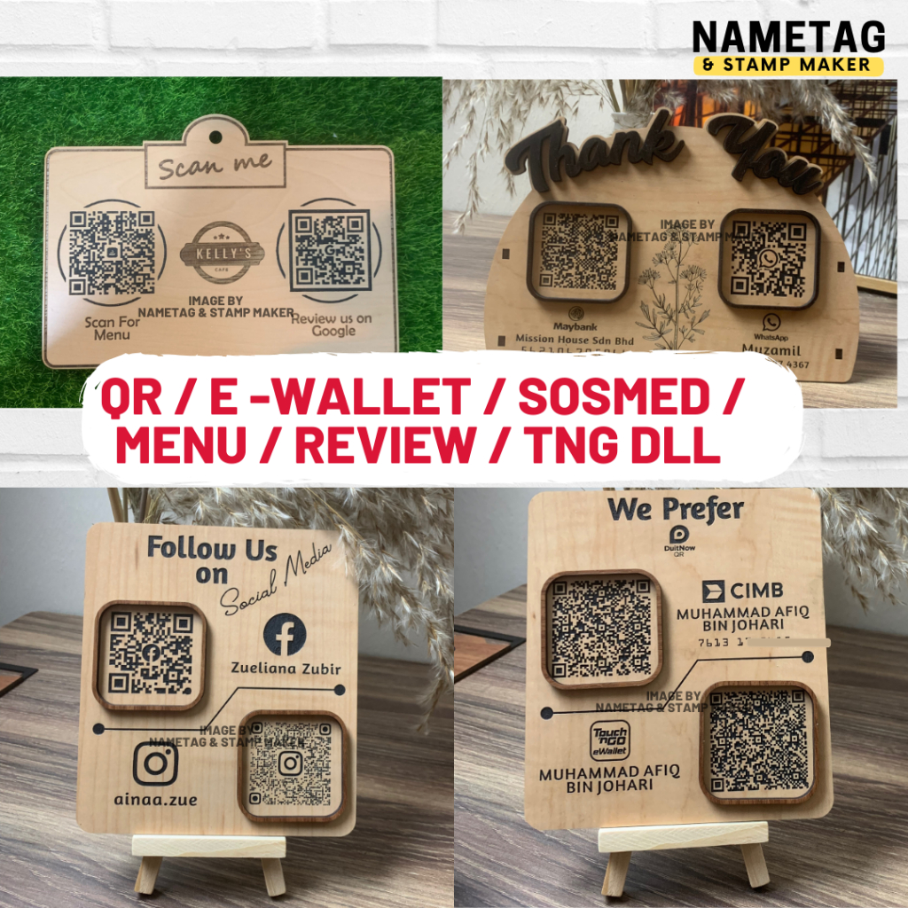 Custom Engrave 2 Qr Code Ewallet Mae / Maybank Qrpay/ Tng/ Big Pay ...