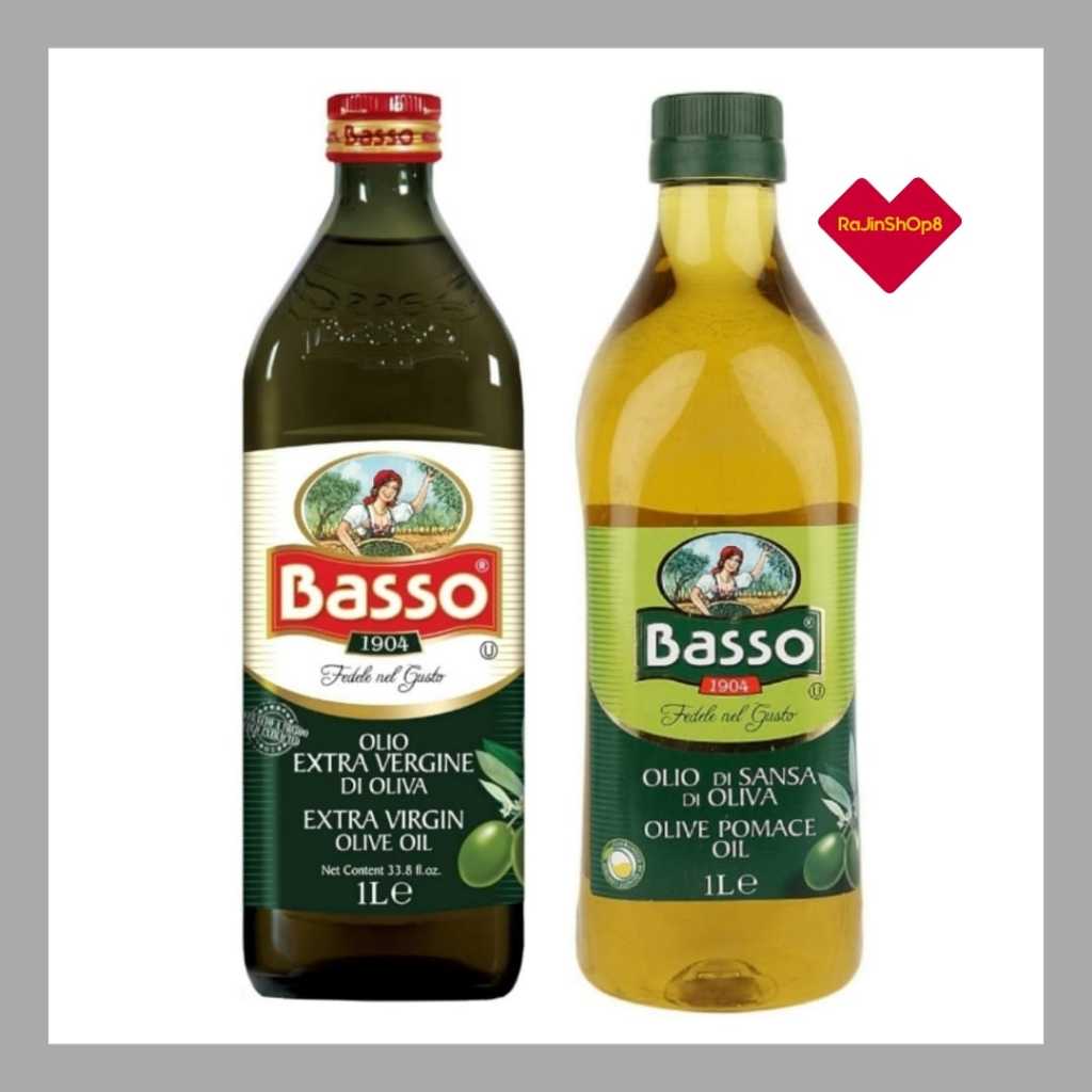 Basso Extra Virgin Olive Oil 100%, 1L / Basso Olive Oil Pomace 1 L ...
