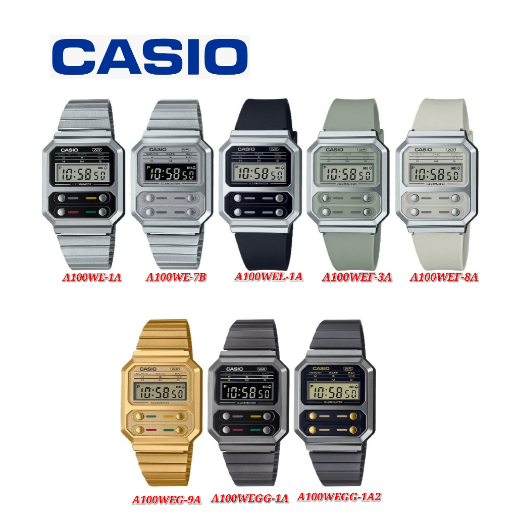 Casio A100WE / A100WEG / A100WEGG / A100WEL / A100WEF Vintage Series ...