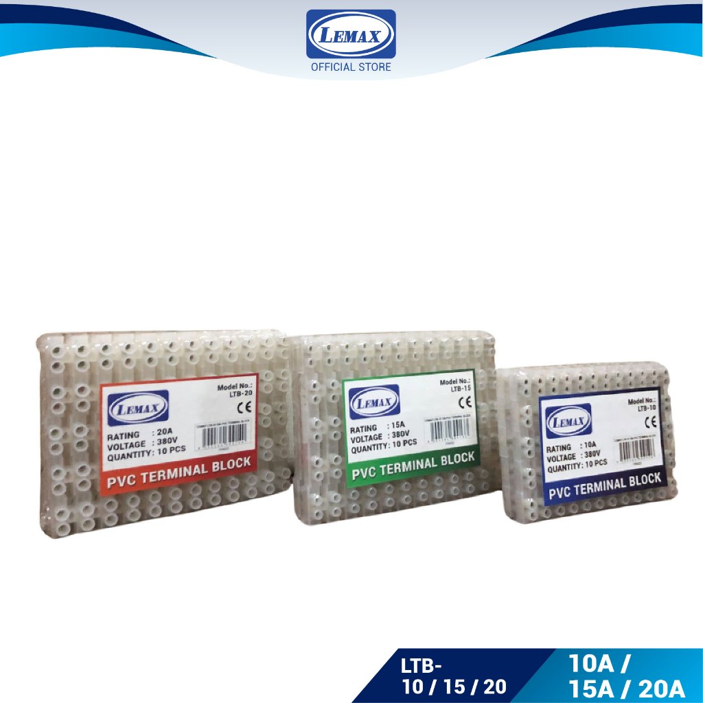LEMAX 10A 15A 20A PVC Wire Connector Terminal Block Screw Connection ...