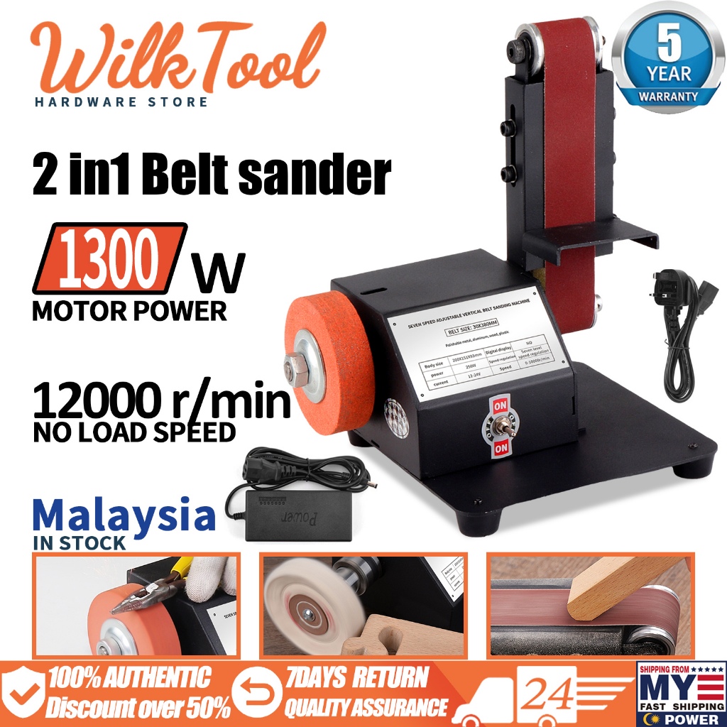 🏆Lowest price🏆Free 10 sand belts Multifunctional Belt Sander 7 Speed ...