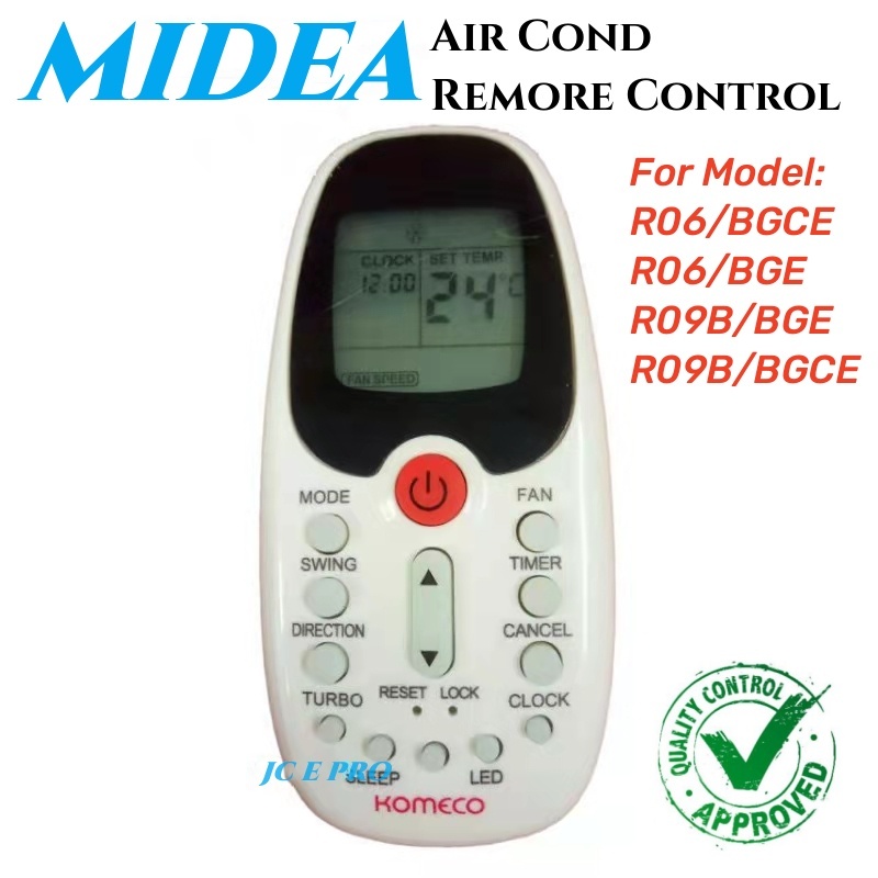 (Old Model) Midea Air Cond Remote Control R06/BGCE , R06/BGE , R09B/BGE ...