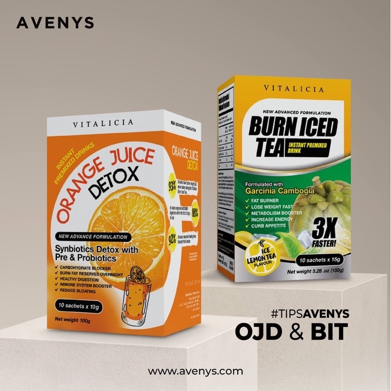 AVENYS ORANGE JUICE DETOX / BURN ICED TEA 100% ORIGINAL | Shopee Malaysia