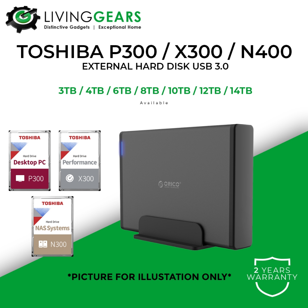 External Hard Disk USB3.0 Powered by Toshiba P300/X300/N300 3.5" Hard ...