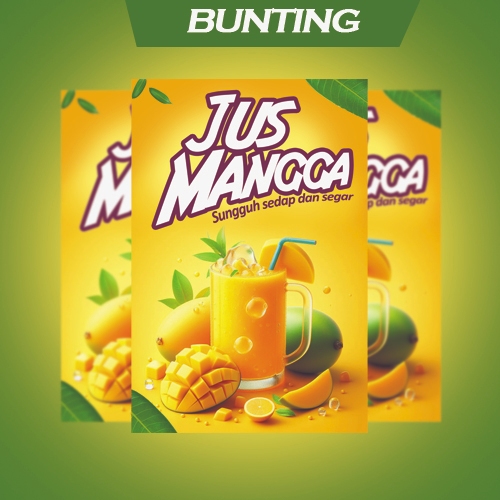 Banner Bunting Stiker Air Jus Mangga Segar Mangga Float Aiskrim Vanilla ...