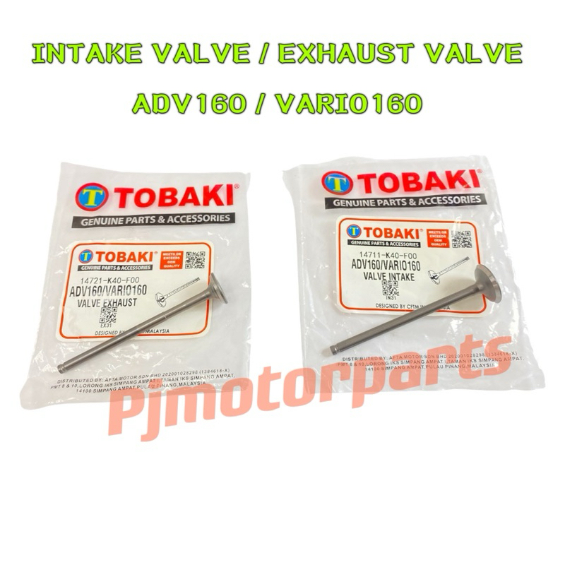 ADV160 / VARIO160 ( 100% ORIGINAL TOBAKI ) IN INTAKE & EX EXHAUST VALVE ...