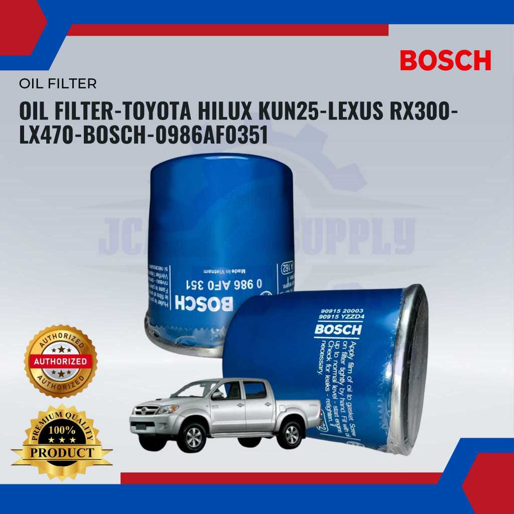 BOSCH OIL FILTER - TOYOTA HILUX KUN25, LEXUS RX300, LX470 - 0986AF0351 ...