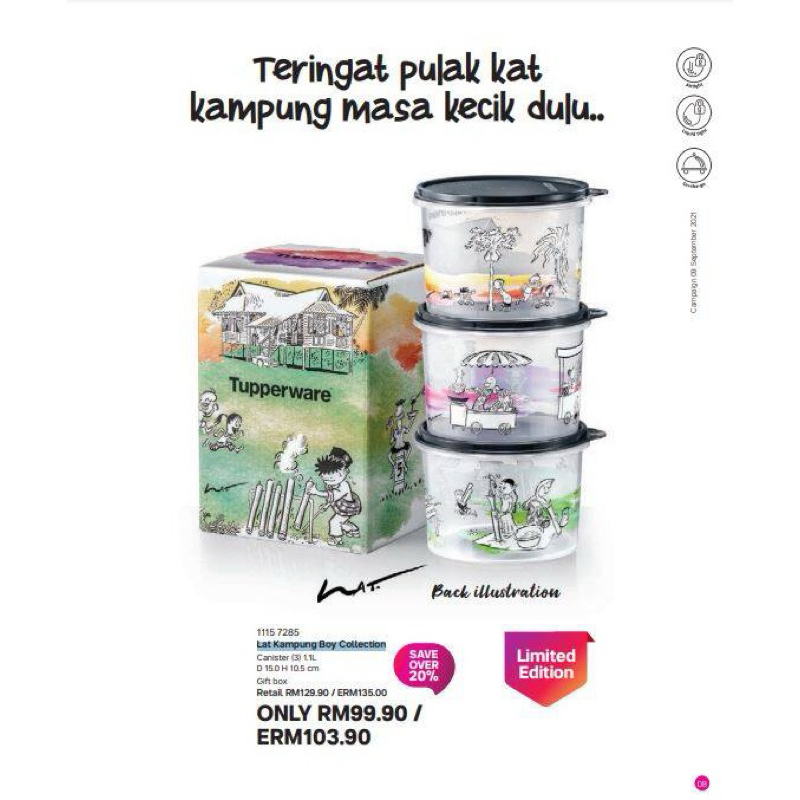 Tupperware Special Lat Kampung Boy Edition kerepek kuih raya | Shopee ...