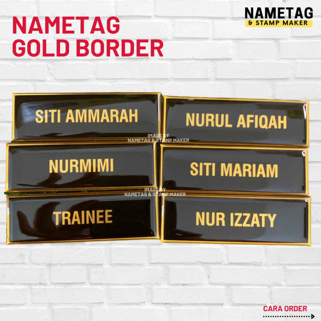 Nametag Nama Border Gold Arcylic Epoxy 70x20MM / 75X25MM | Shopee Malaysia
