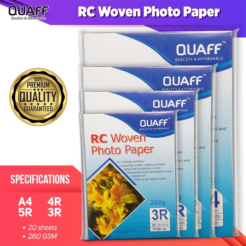 QUAFF RC Woven Photo Paper 3R | 4R | 5R | A4 High Quality Inkjet Photo ...