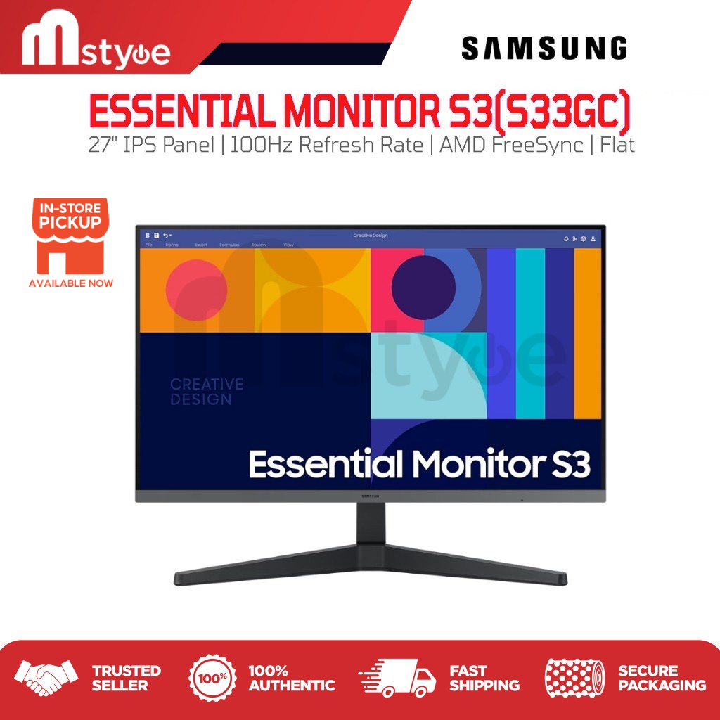 Samsung Essential Monitor S3(S33GC) 24" & 27" | Flat, IPS Panel, 100Hz ...