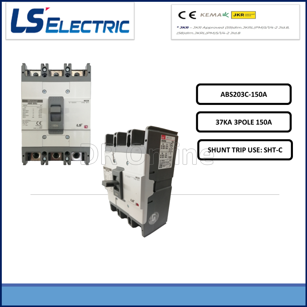 LS (METASOL) MOLDED CASE CIRCUIT BREAKER MCCB, 3 POLE ~ 37KA ~ 150A - 225A, (ABS203C) | Shopee ...
