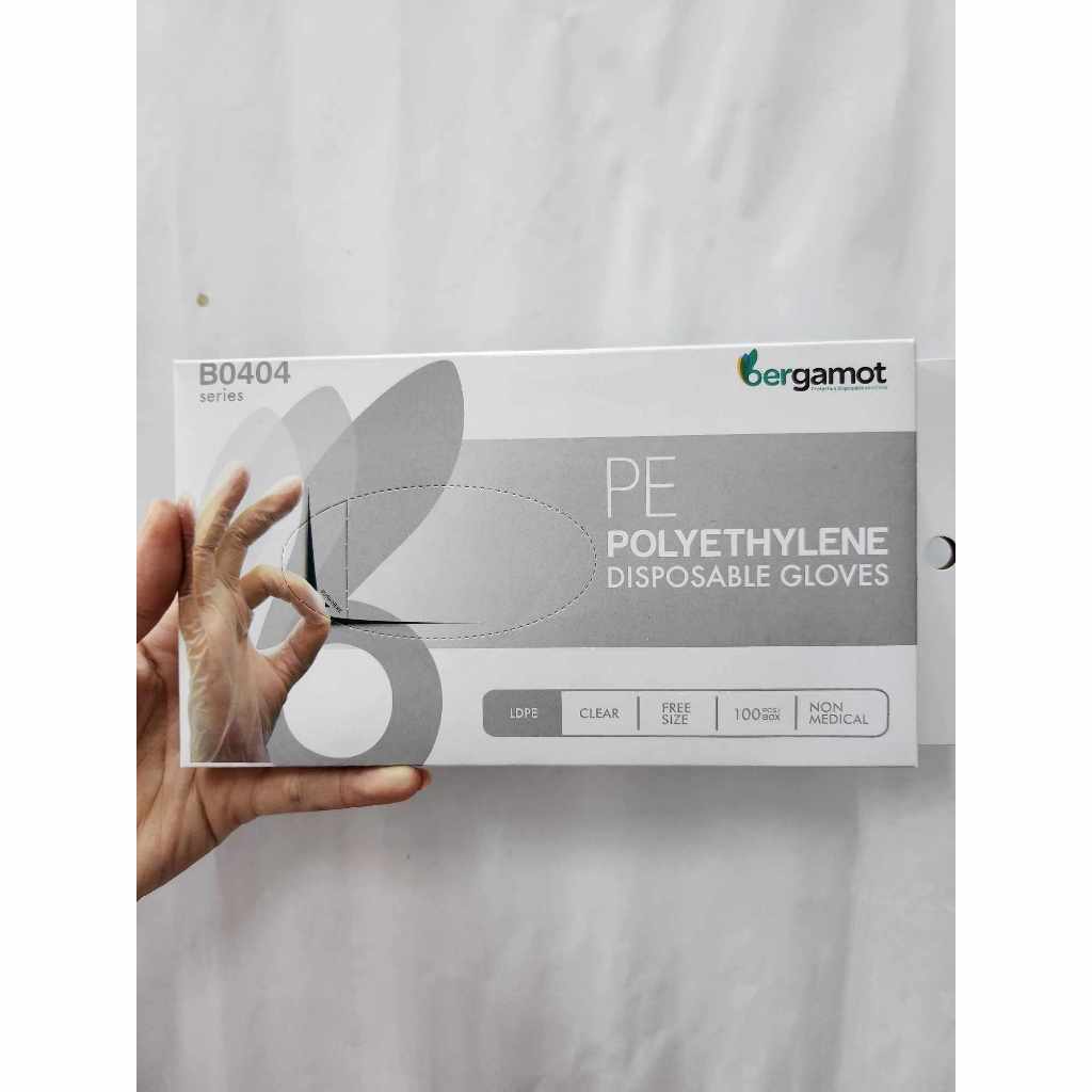 Bergamot PE Polyethylene Disposable Gloves B0404 series 100pcs | Shopee Malaysia