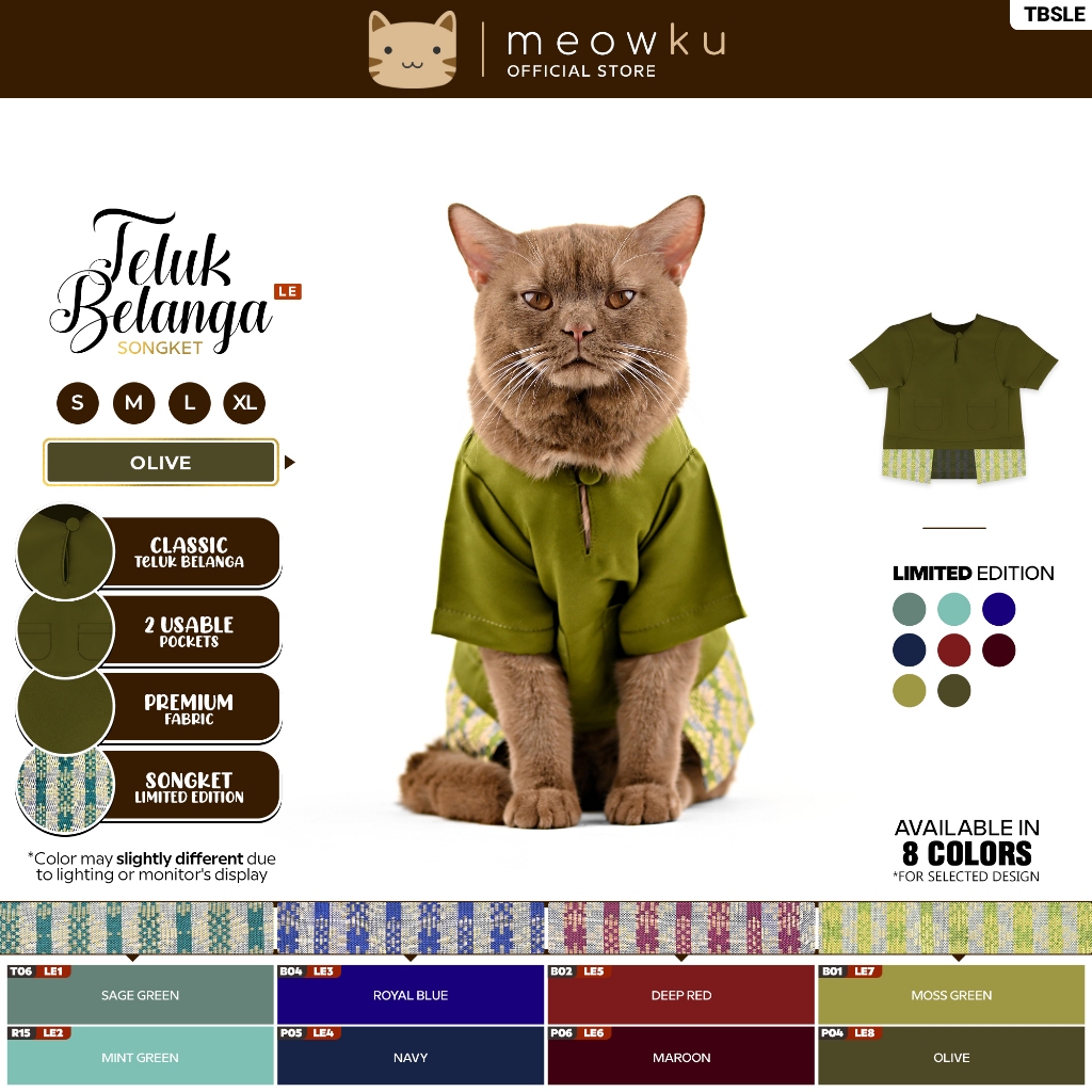 MEOWKU Teluk Belanga Songket (Baju Raya Kucing) - Limited Edition ...
