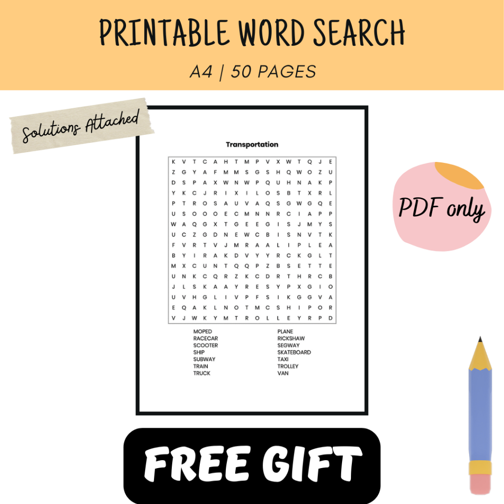 [PDF] Word Search for Adult, Adult Activity Book, Hobby, Softcopy ...