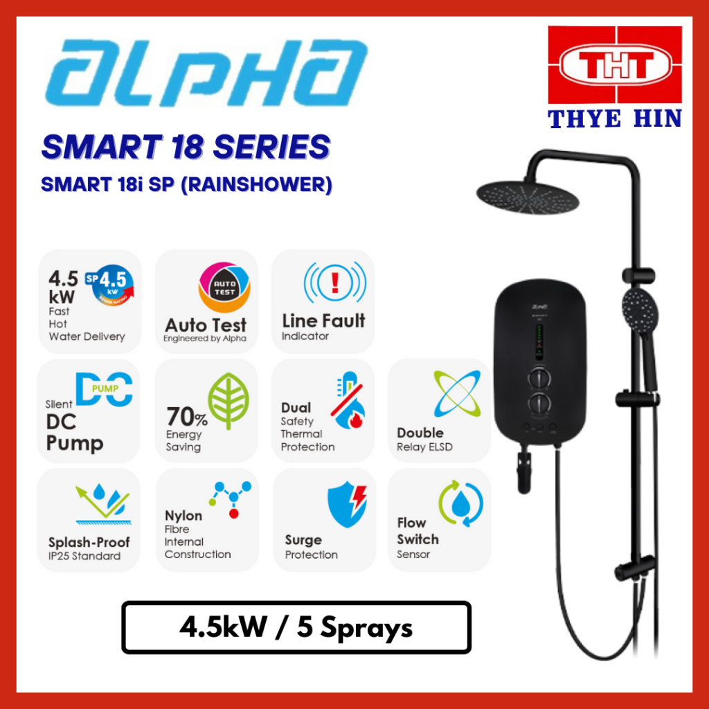 ALPHA SMART 18 SERIES SMART 18i SP RAINSHOWER – ALL BLACK | Shopee Malaysia