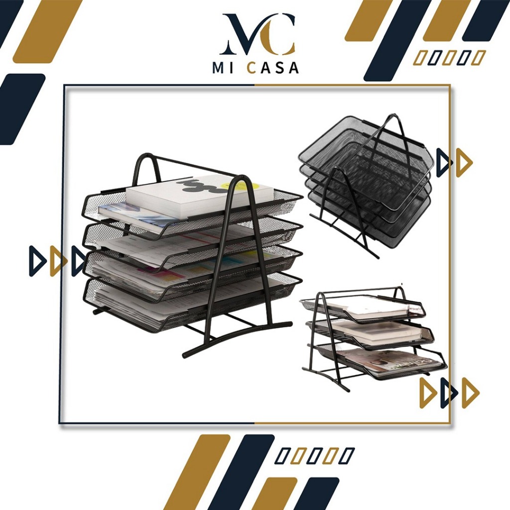 𝗠𝗜 𝗖𝗔𝗦𝗔 Dulang Dokumen Rak Mesh Keluli Pemegang Kertas A4 Folder Fail ...