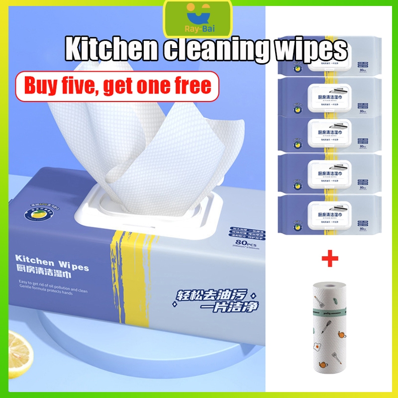 Buy five, get one free Kitchen Cleaning Wipes Strong Decontamination ...