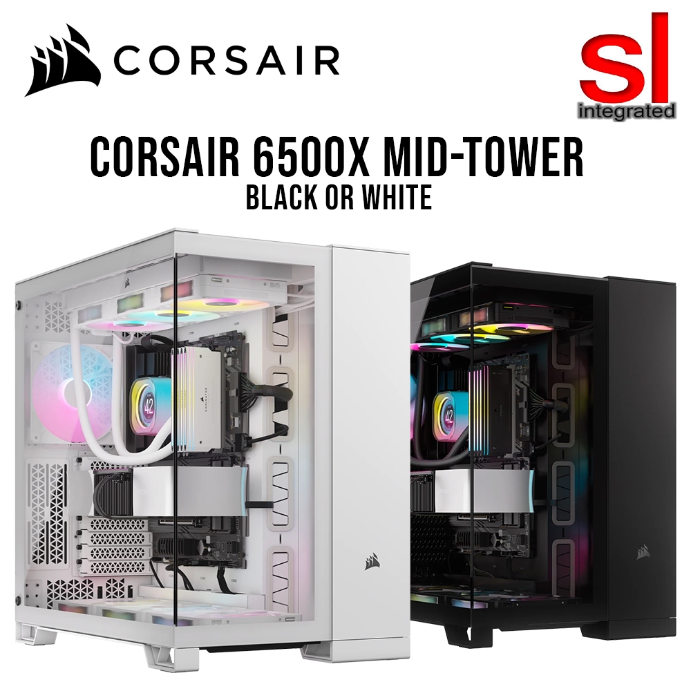 Corsair 6500X Mid-Tower Dual Chamber E-ATX PC Case - Black/White ...