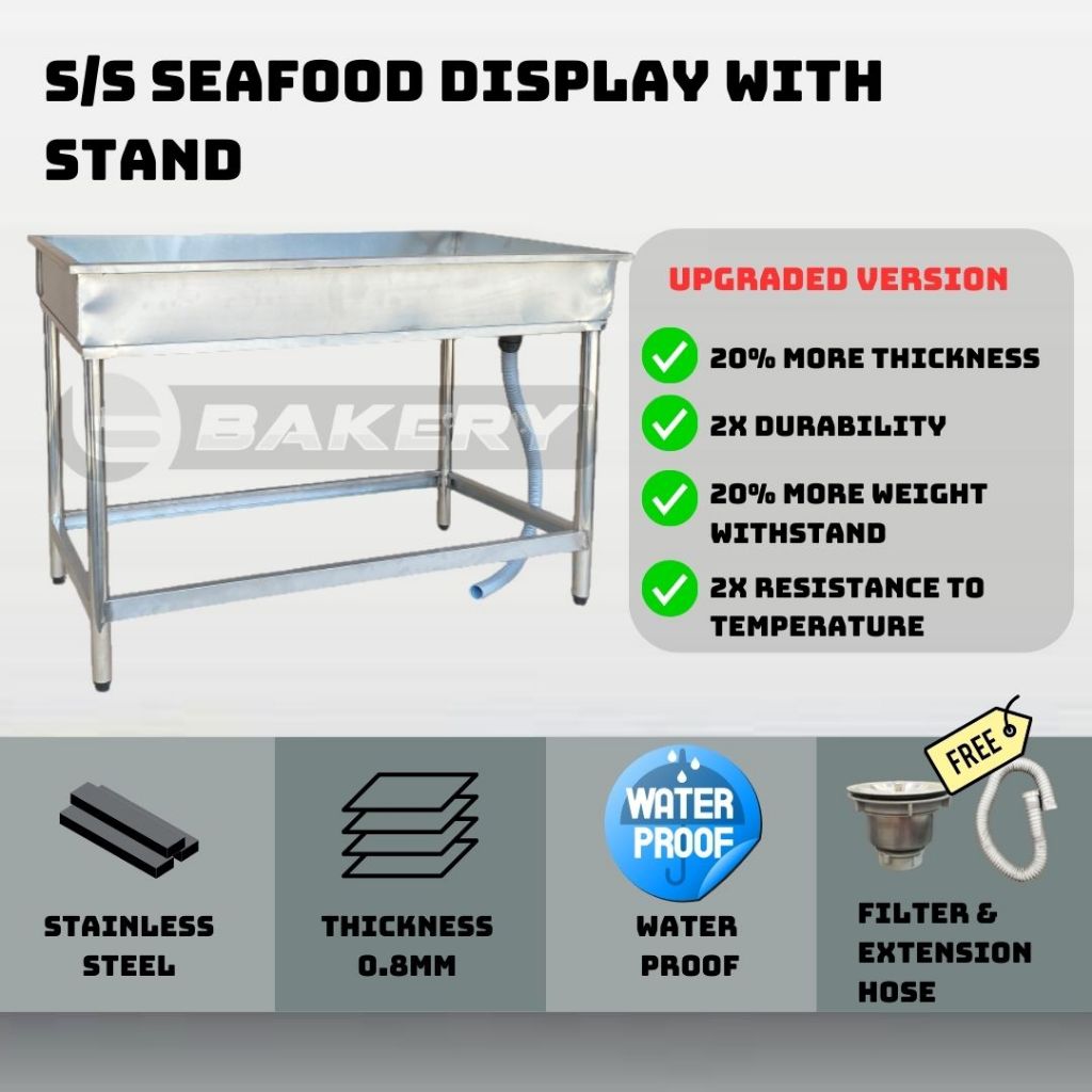 Stainless Steel Seafood Display With Stand For Fish/Fresh Food/Medan ...