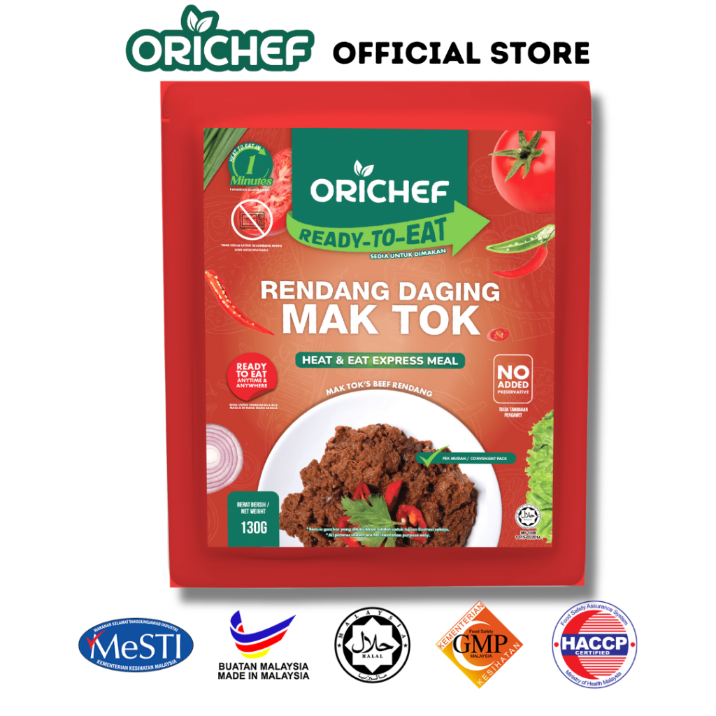 ORICHEF Rendang Daging Mak Tok (Ready to Eat RTE) Halal Instant Travel ...