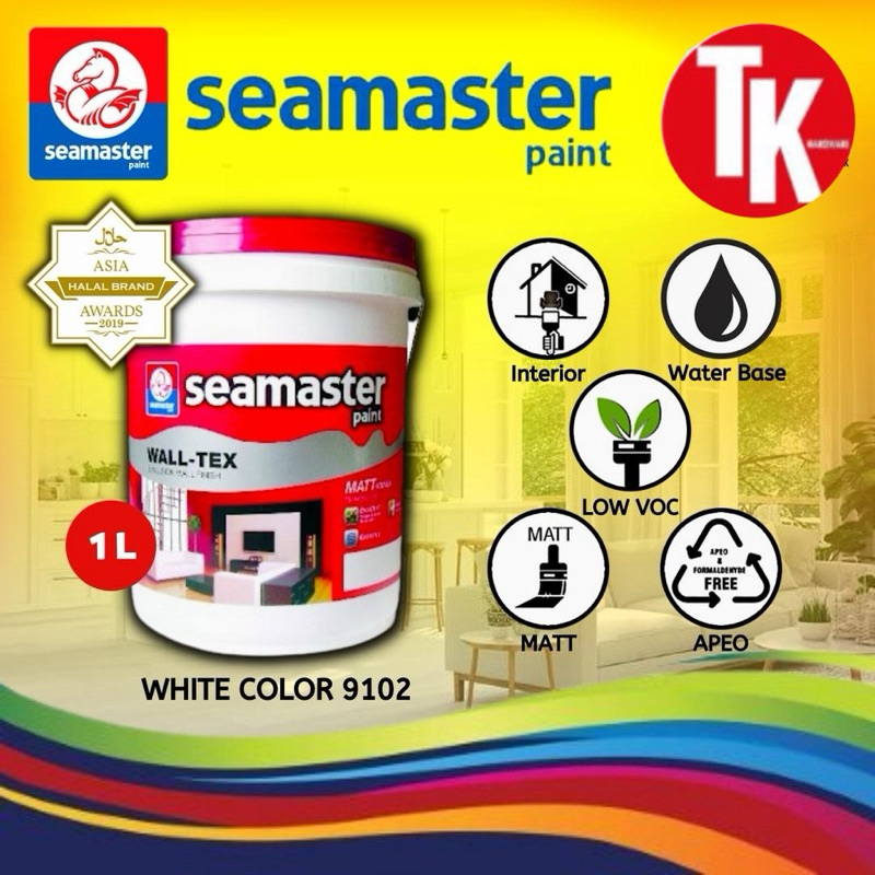 Seamaster Wall-Tex (1 Liter) Interior Acrylic Emulsion Paint Wall Paint ...