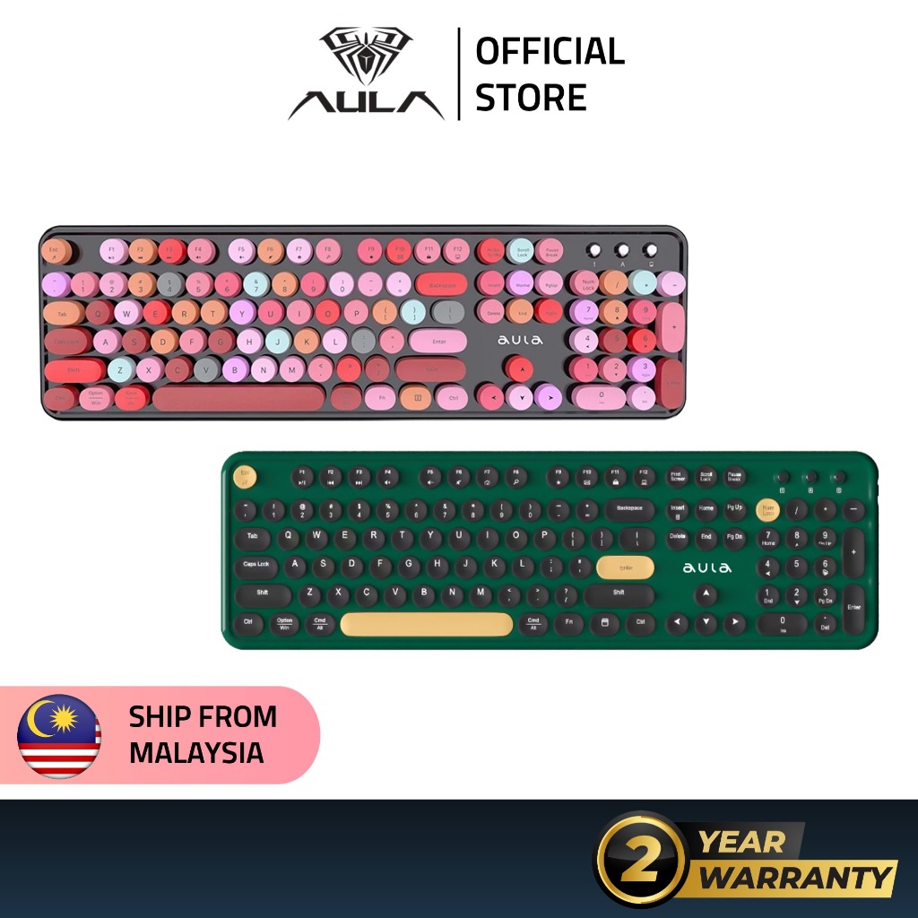 AULA AC306 Wireless Keyboard Mouse Combo Colorful Pink Blue Purple ...