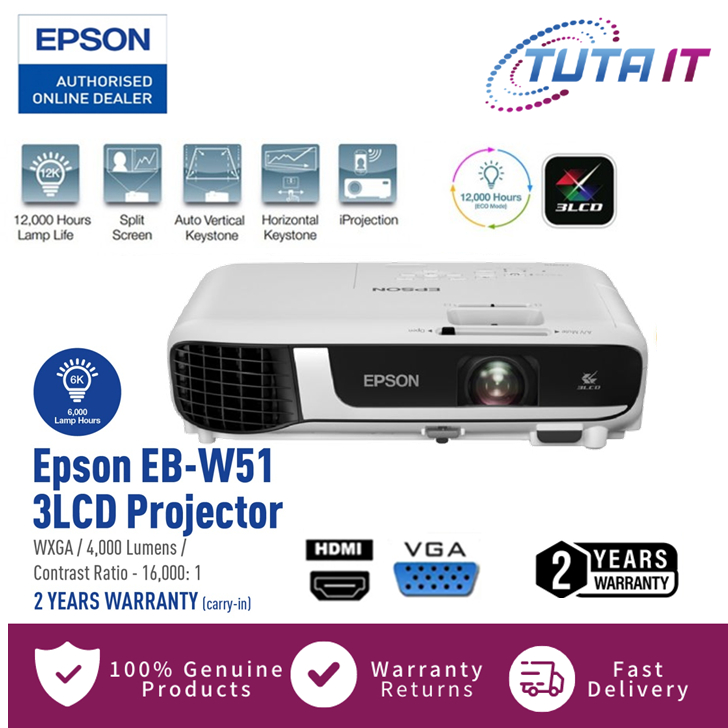 Epson EB-W51 EB-W55 WXGA 3LCD Projector | Shopee Malaysia