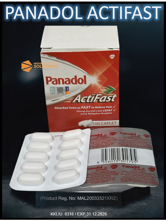 Panadol Actifast 10's Caplet Tablet Paracetamol 500mg Fever Headache ...