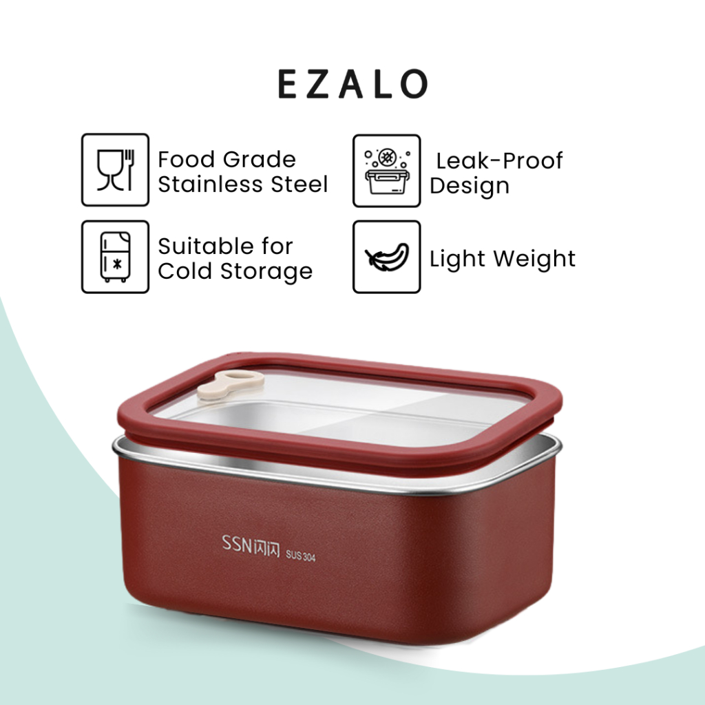 SS 304 Stainless Steel Rectangle Storage Container Bento Lunch Box ...