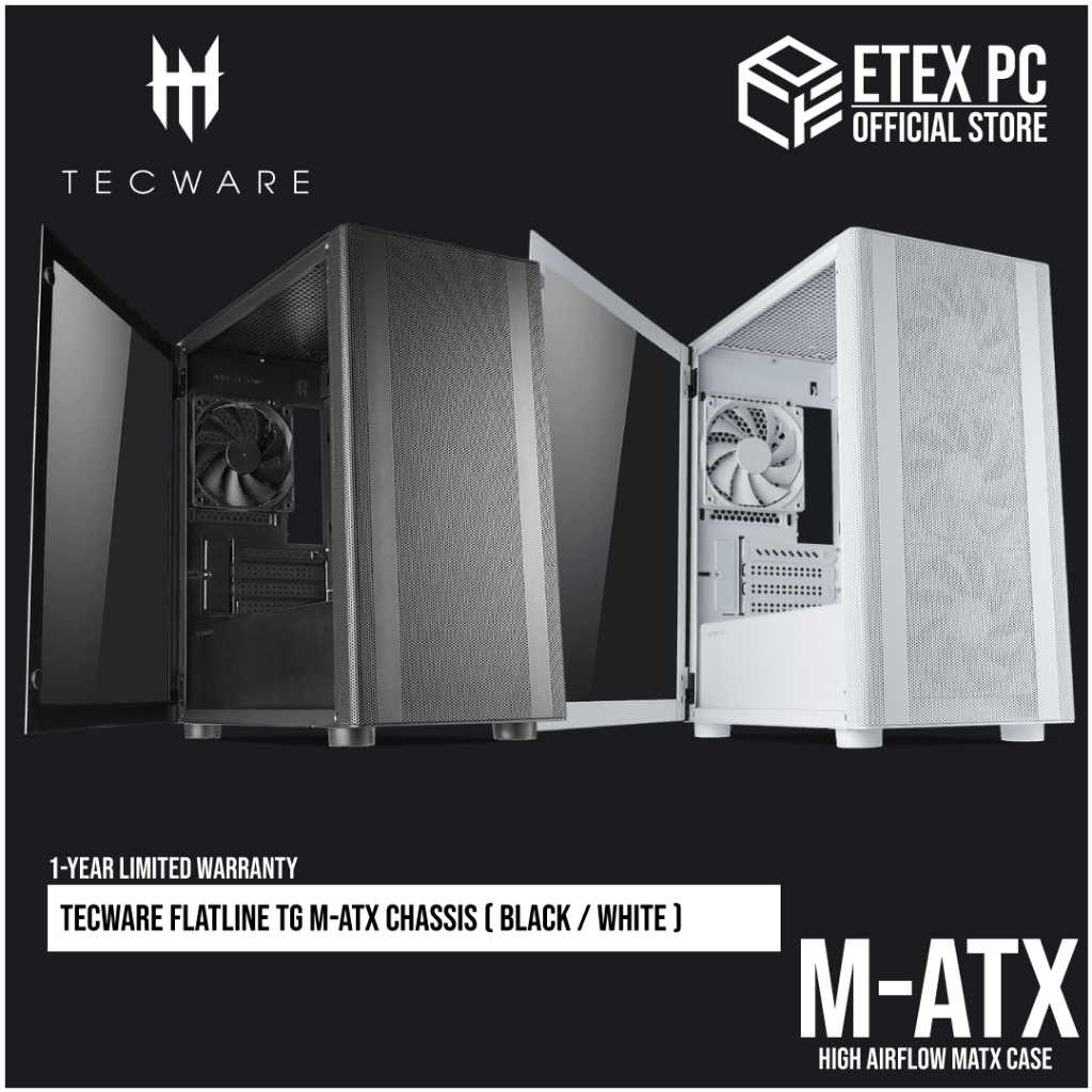 Tecware Flatline TG mATX Chassis - Black / White # TWCA-FTLN-BK / TWCA ...