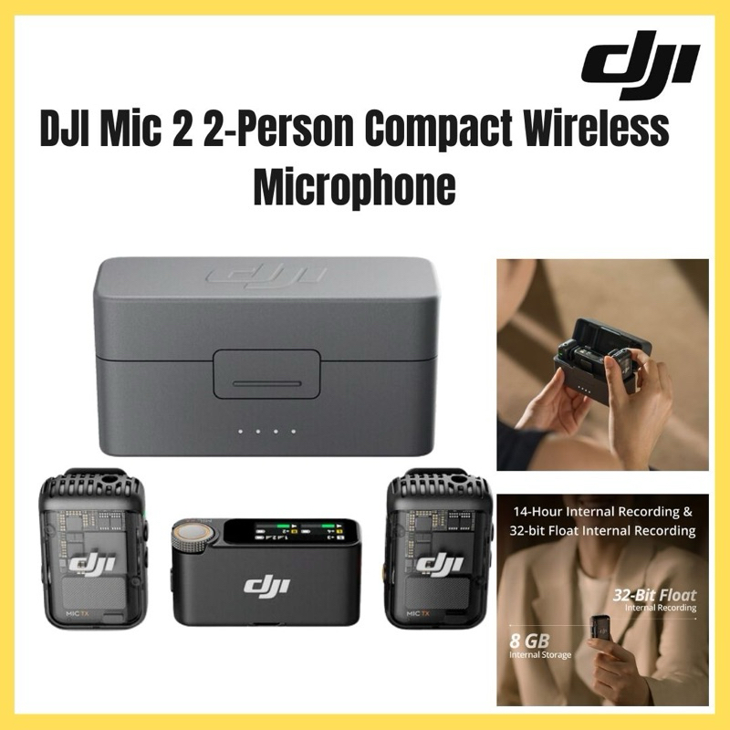 DJI Mic 2 2-Person Compact Digital Wireless Microphone System/Recorder for Camera & Smartphone ...