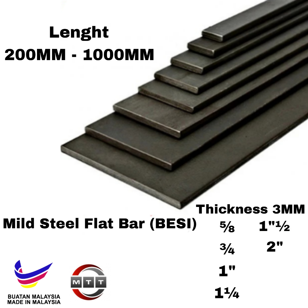 MILD STEEL (BESI) FLAT BAR 200MM-1000MM (DIFFERENT SIZES AND LENGTH ...