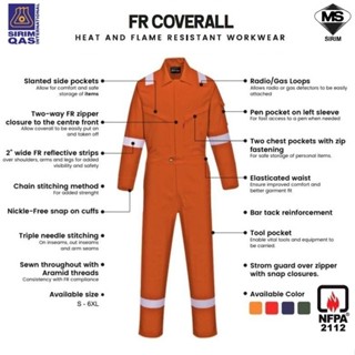 FIRE RETARDANT COVERALL FRC (SIRIM-DOSH) NFPA2112 (FRC)-PPE SAFETY ...
