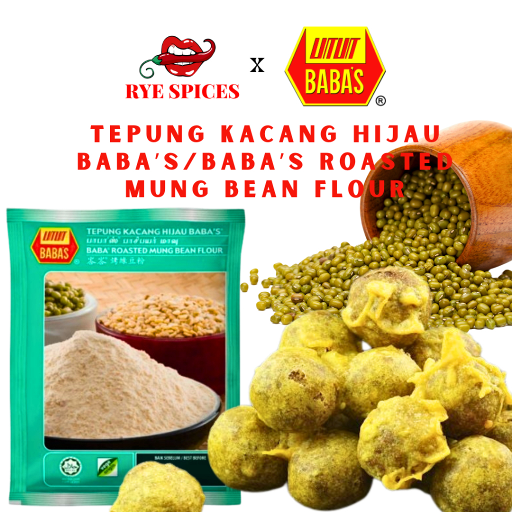 Baba's Roasted Mung Bean Flour/Tepung Kacang Hijau Baba's Halal (New ...