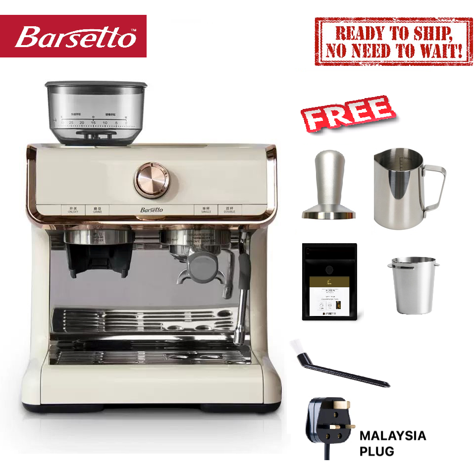 New! Barsetto (1 Year Warranty) Espresso Coffee Machine with Grinder Electric Commercial 15Bar ...