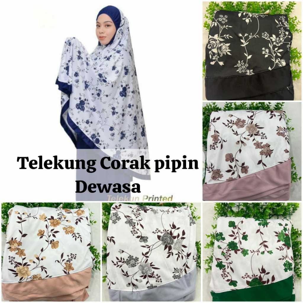 Telekung printed bunga piping (FREE SIZE DEWASA) | Shopee Malaysia