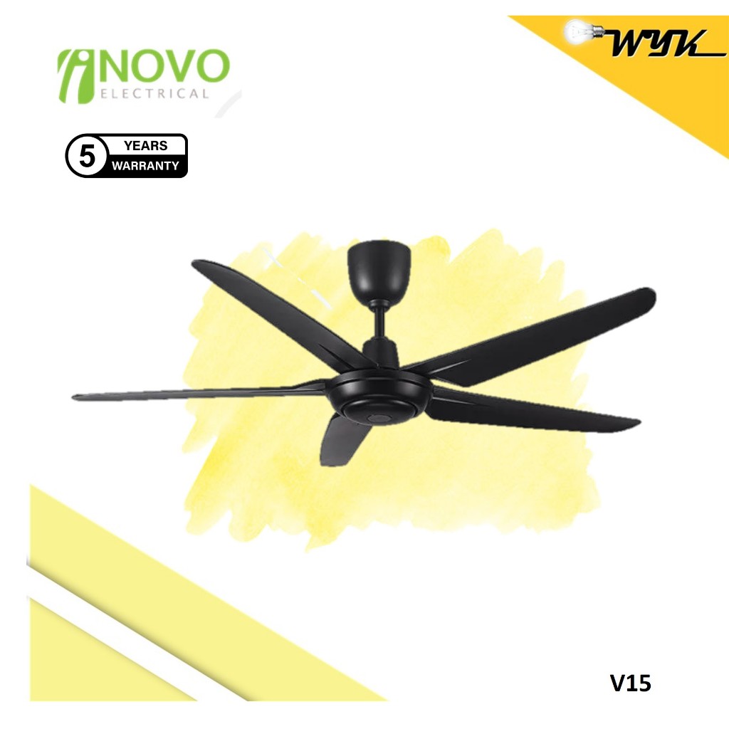INOVO 54" DC 5BLADE CEILING FAN V15(8F+8R)(16SPEED/MATT BLACK) | Shopee ...