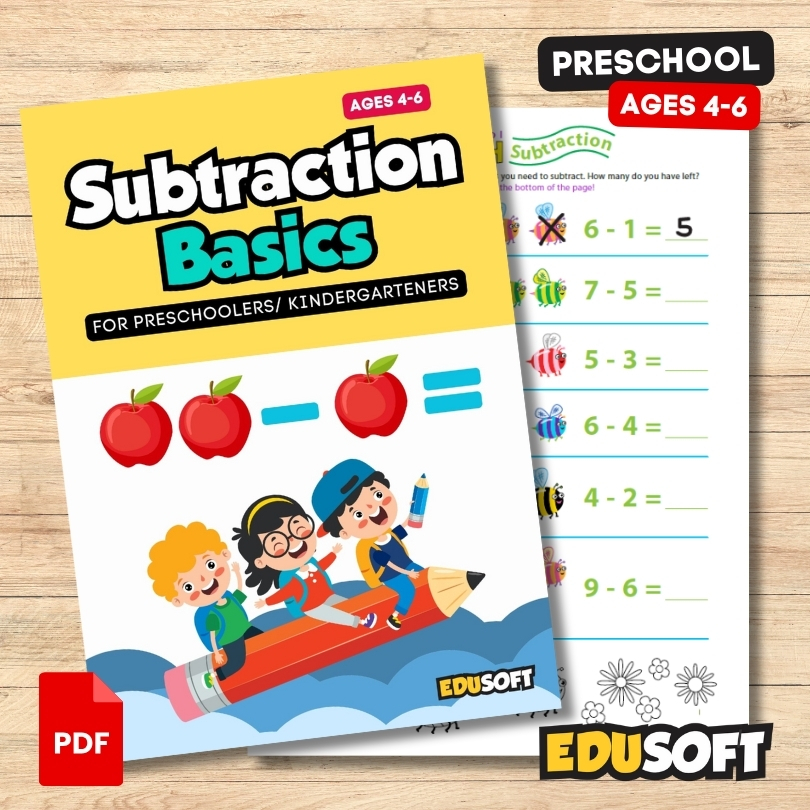 [ Soft Copy/ PDF ] Subtraction Basics For Kids Ages 4-6 | Printable ...