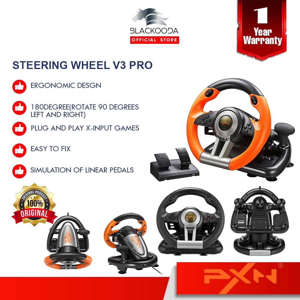 PXN Steering Wheel V3 Pro Racing Game With Brake Pedal | Shopee Malaysia