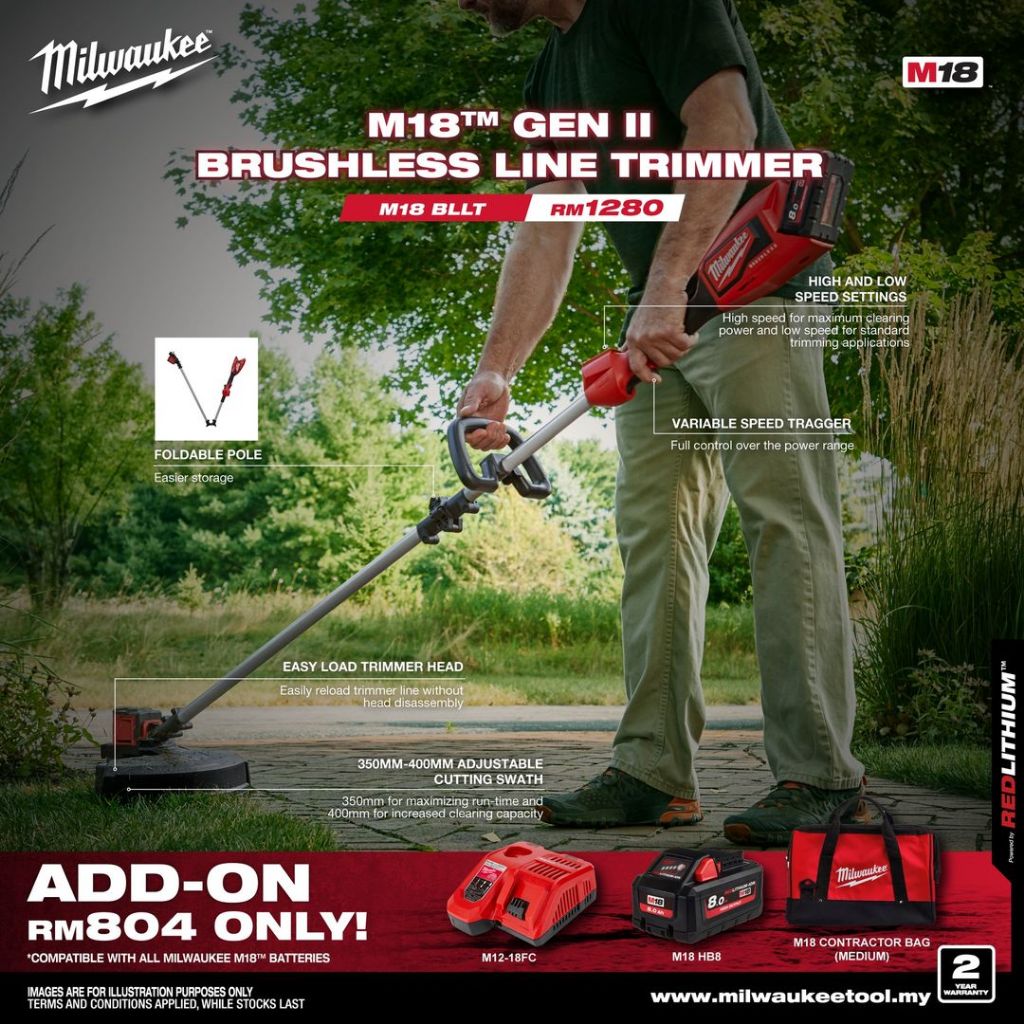 MILWAUKEE M18 GEN 2 BRUSHLESS LINE TRIMMER M18 BLLT-0 (BARE TOOL ...