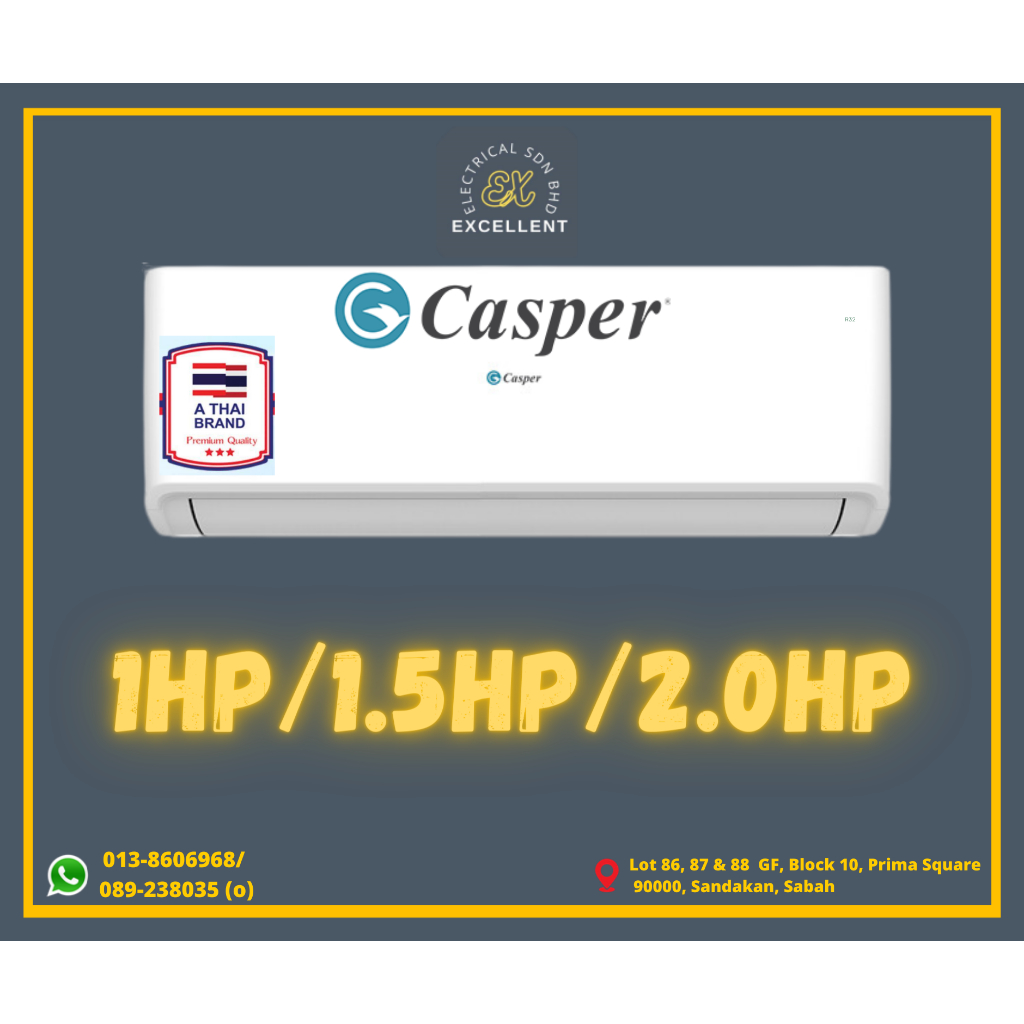 (SABAH ONLY) CASPER AIR-CONDITIONER 1HP / 1.5HP / 2HP R32 GAS HAWA ...