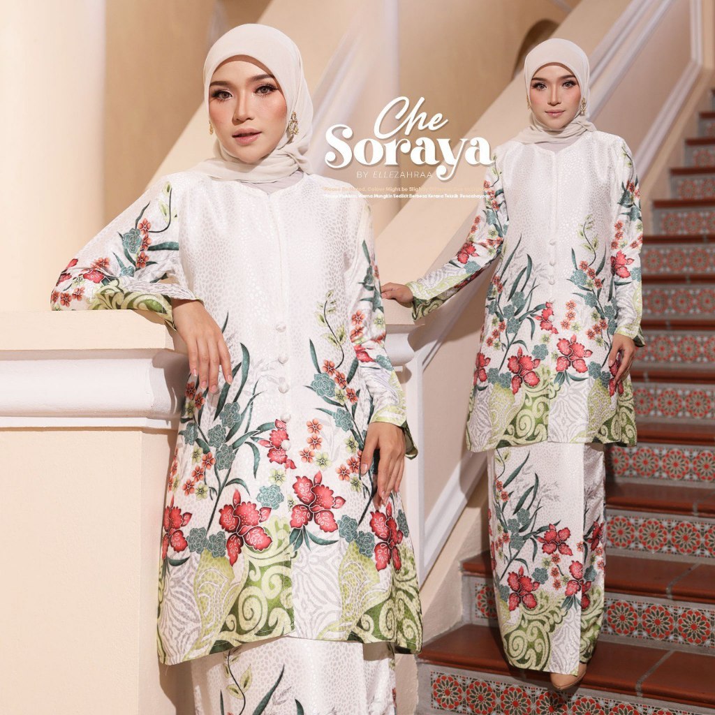 ELLEZAHRAA CHE SORAYA KEBARUNG KLASIK BATIK PRINTED SUTERA DOBBY KAIN ...
