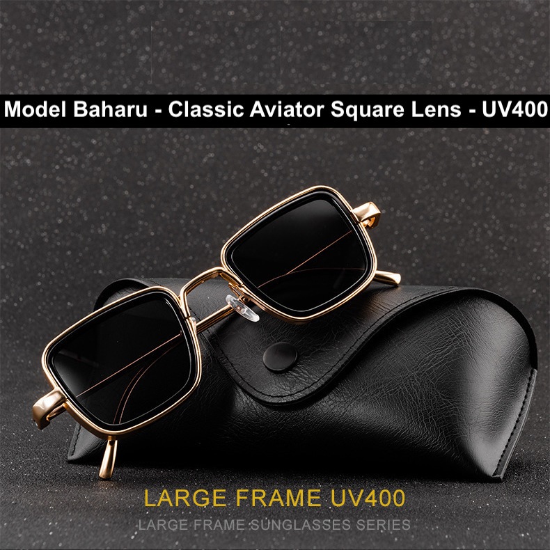 Model Terbaru Aviator Square Flat Lens Sunglasses Metal Frame UV400 ...