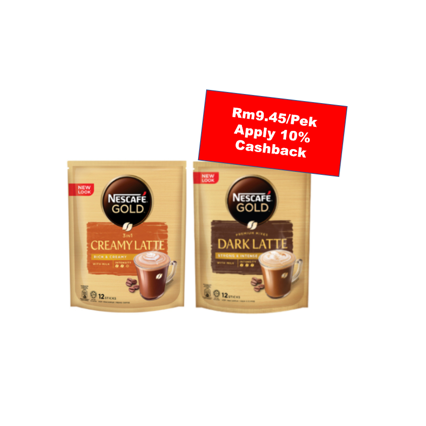 Nescafe Gold 3 in 1 Dark Latte [12s x 34g/15x34g]/ Creamy Latte [12s x ...