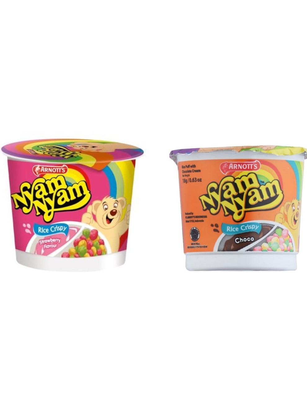 Arnott's Nyam Nyam Rice Crispy Chocolate/Strawberry Flavour 18gx12s ...
