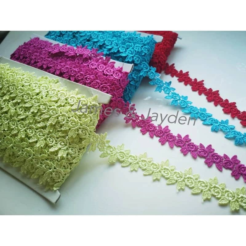 Renda / Renda Bunga Rose / Renda Baju / Chemical Lace - 1 meter ...